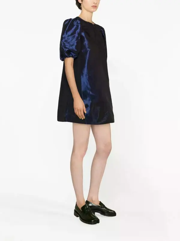 GANNI Taffeta Puff-sleeves Minidress