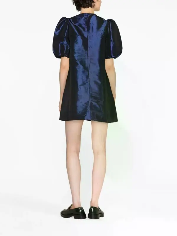 GANNI Taffeta Puff-sleeves Minidress