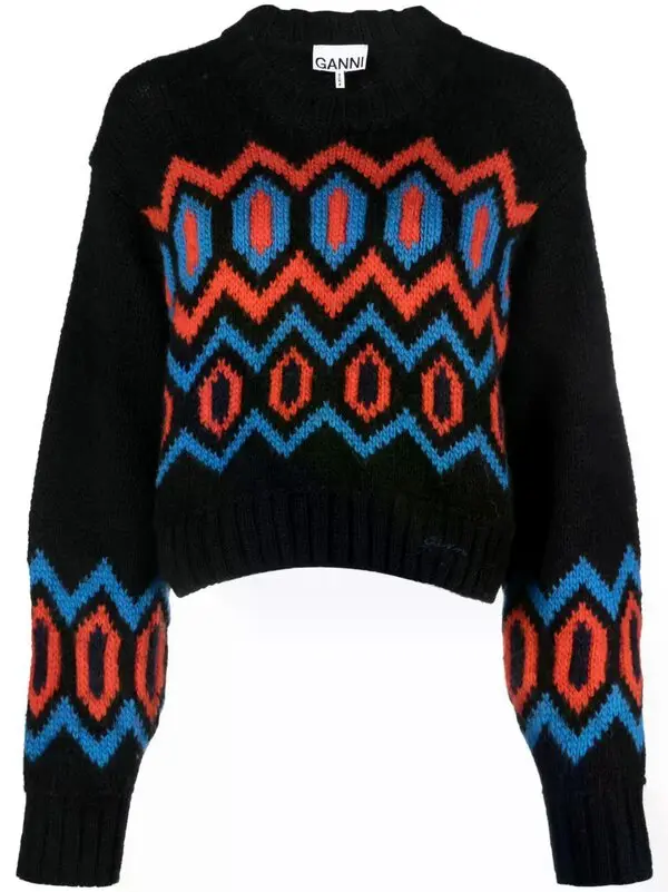 GANNI Patterned Organic-wool Jumper