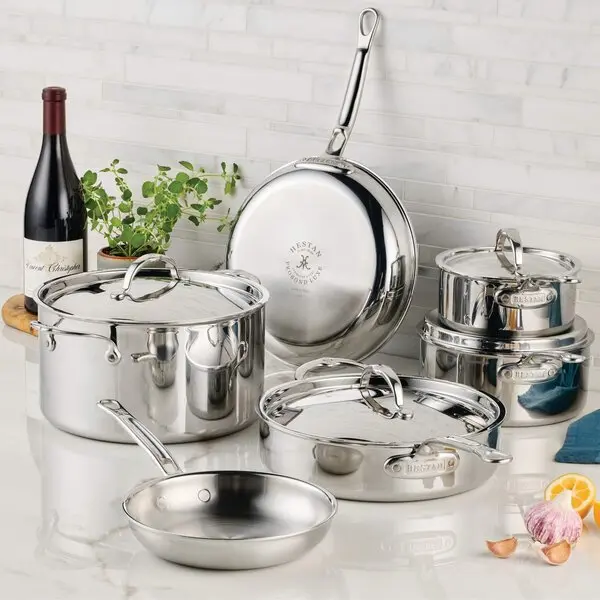 HESTAN Probond Luxe 10 Piece Professional Clad Stainless Steel Cookware Set