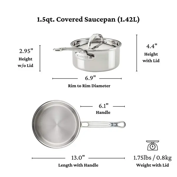 HESTAN Probond Luxe 10 Piece Professional Clad Stainless Steel Cookware Set