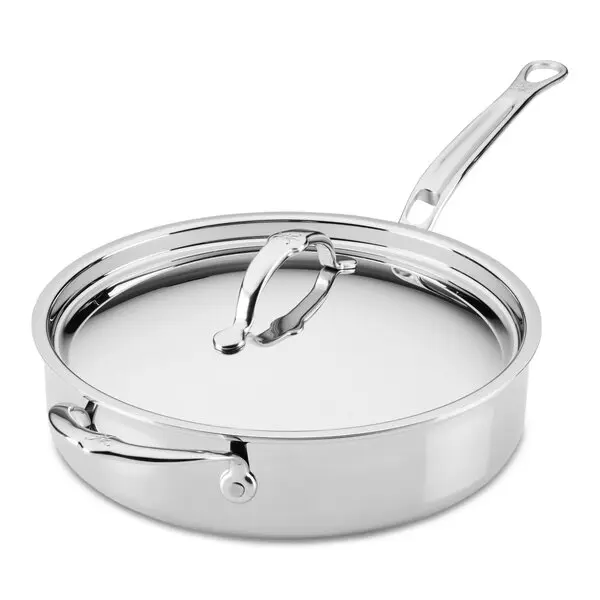 HESTAN Probond Luxe 3.5 Quart Professional Clad Stainless Steel Saute Pan With Lid