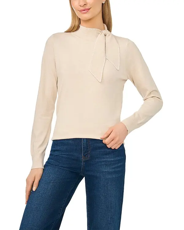 CECE DUPRAZ D'praz Embroidered Tie Neck Sweater - Malted