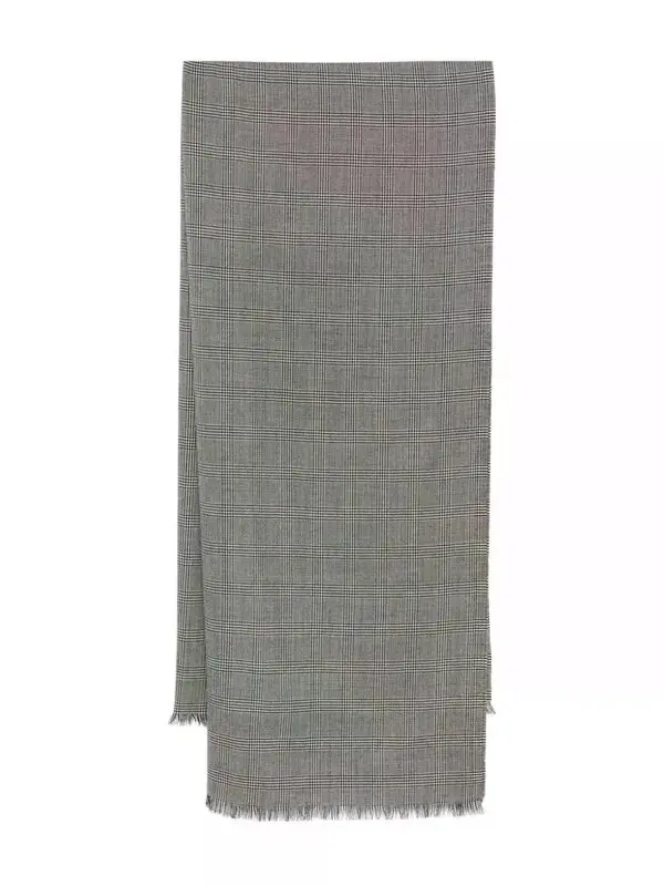 Destin Prince Of Wales Wool Scarf - Grey