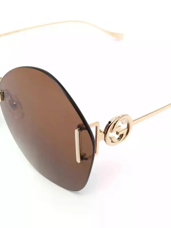 Gucci Frameless Sunglasses With Logo And Chain