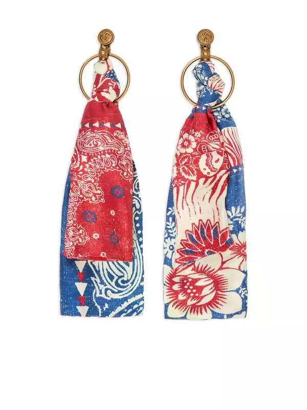 Roberto Cavalli Paisley-print Silk Earrings - Blue