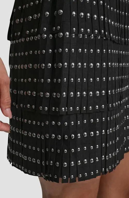 Dkny Studded Fringe Miniskirt - Black