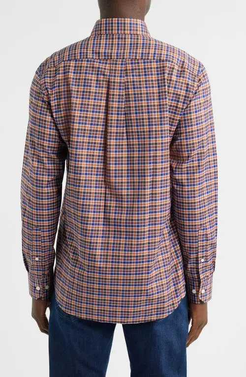 Scott Barber Check Prep Cotton Twill Button-down Shirt - Navy