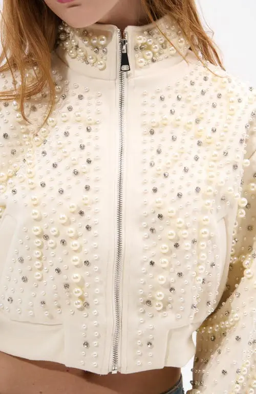 AZALEA WANG Embellished Cropped Bomber Jacket