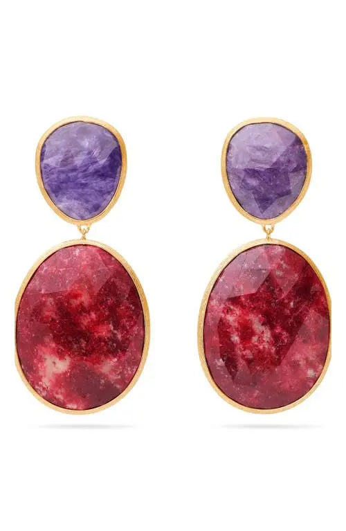 Marco Bicego Lunaria Charoite & Thulite Drop Earrings - Gold