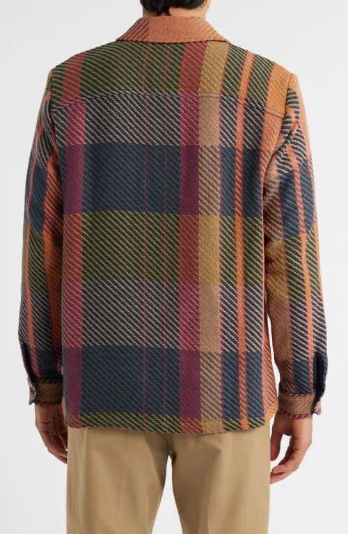WAX LONDON Whiting Tempo Exploded Plaid Cotton Blend Button-up Overshirt