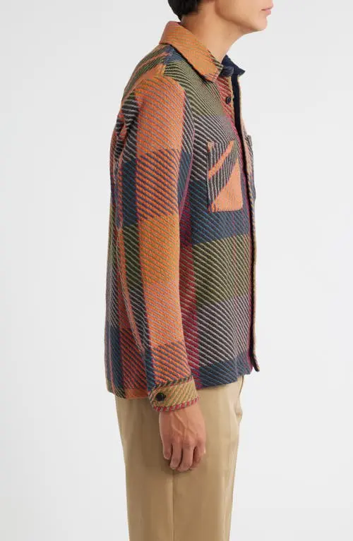 WAX LONDON Whiting Tempo Exploded Plaid Cotton Blend Button-up Overshirt
