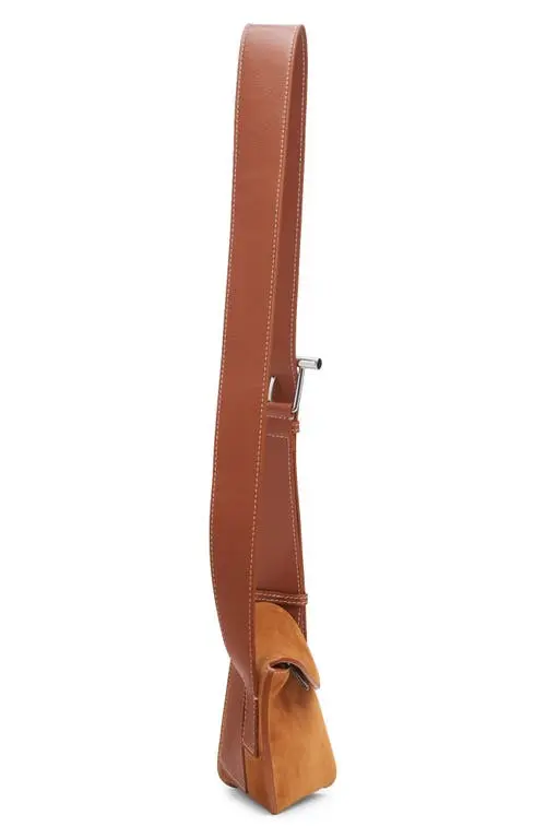 Alexander McQueen T-bar Sling Asymmetric Suede Crossbody Bag