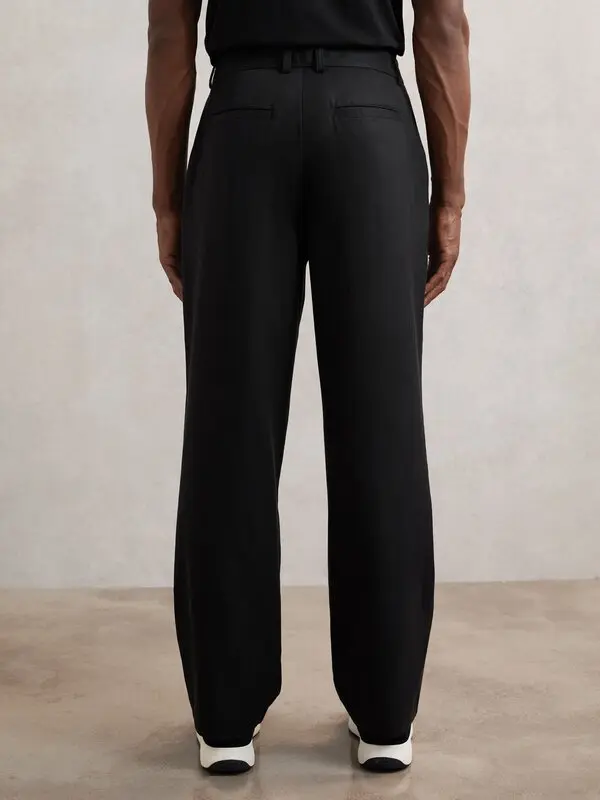 LES DEUX Pleated Relaxed Fit Twill Trousers - Black