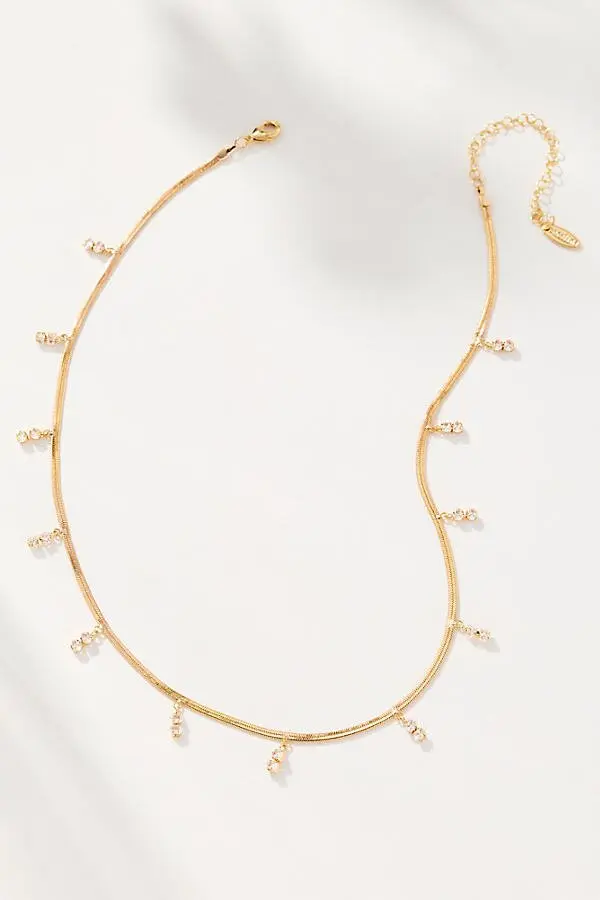 Anthropologie Delicate Diamond Necklace - Gold