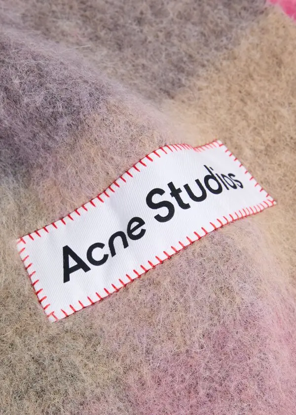 Acne Studios Vally Checked Wool-blend Scarf - Fuchsia