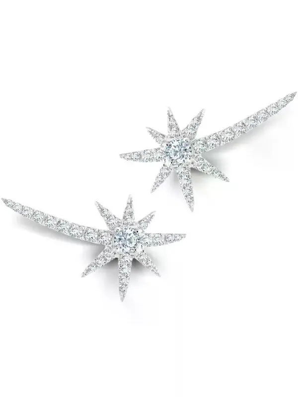 GRAZIELA 18k White Gold Diamond Stud Earrings - Silver