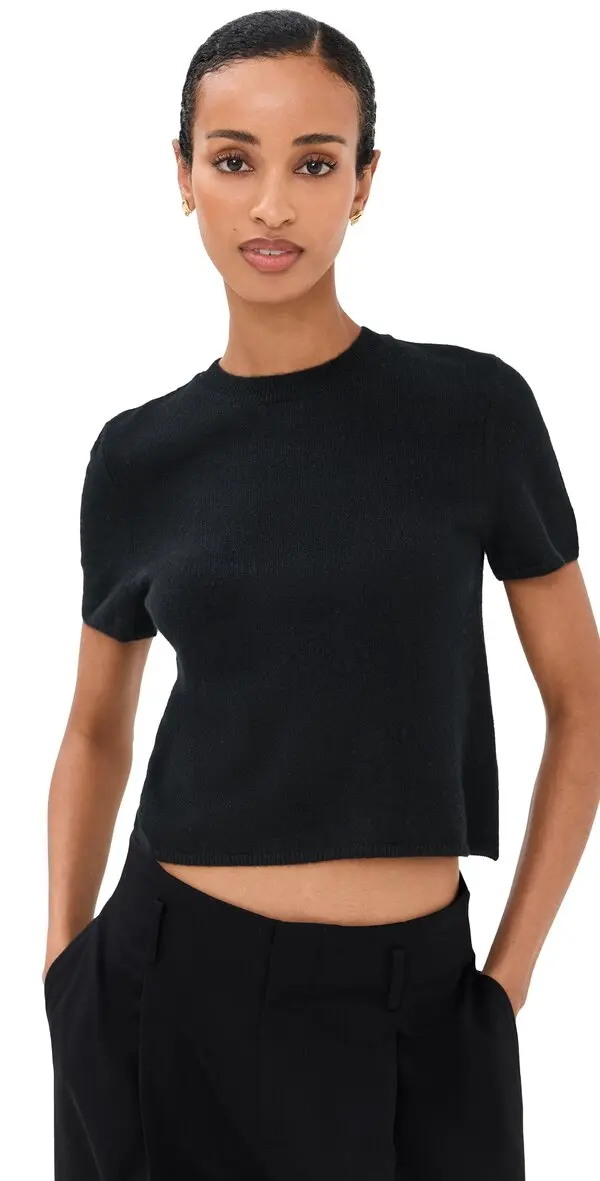 Sablyn Relaxed Cashmere Crewneck Tee - Black