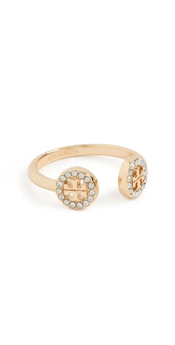 Tory Burch Miller Pave Open Ring - Tory Gold / Crystal