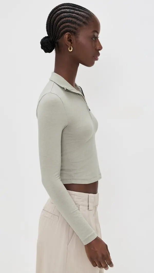 JAMES PERSE Cropped Long Sleeve Half Zip