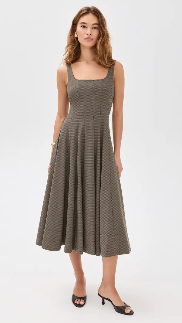 staud wells dress brown STAUD short-sleeved Wells Dress | Brown