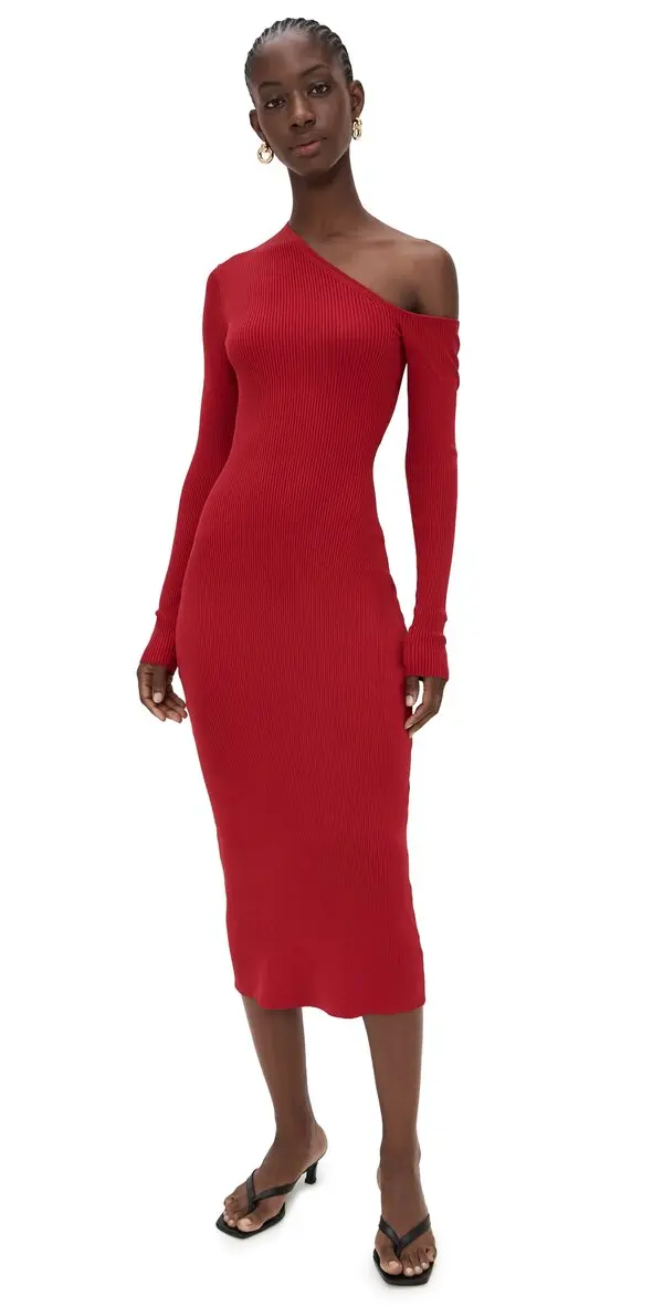 Staud Women's Lois One-Shoulder Sheath Dress - Rouge - Size XL