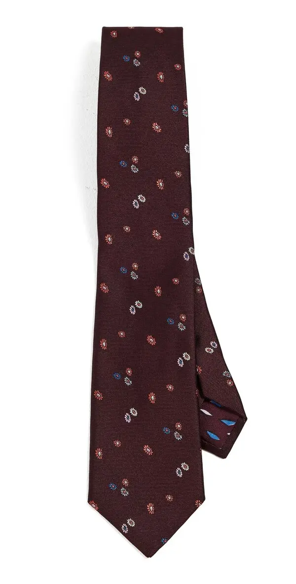 Paul Smith Floral Silk Neck Tie - Burgundy