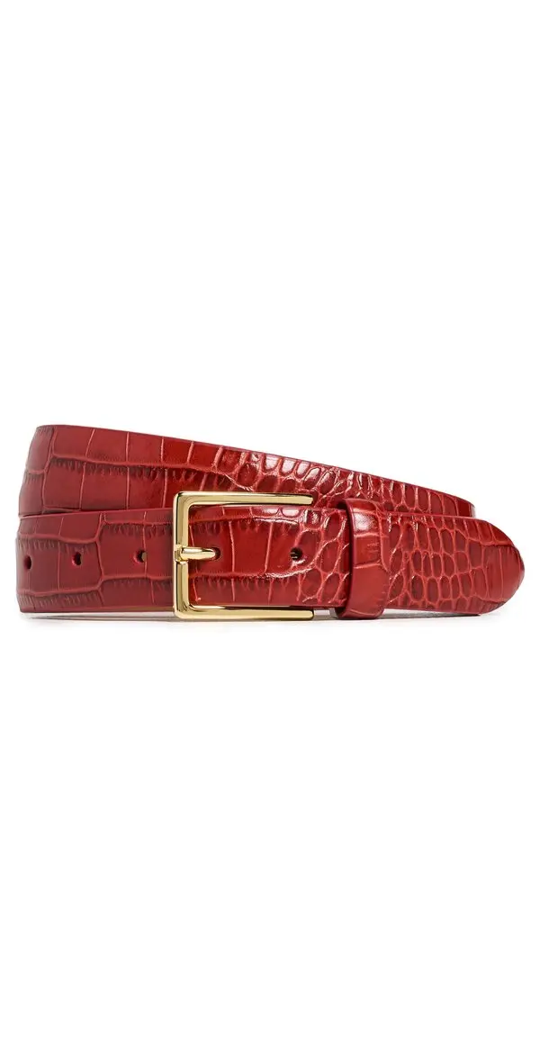 Anderson's Narrow Crock-print Leather Belt - Red