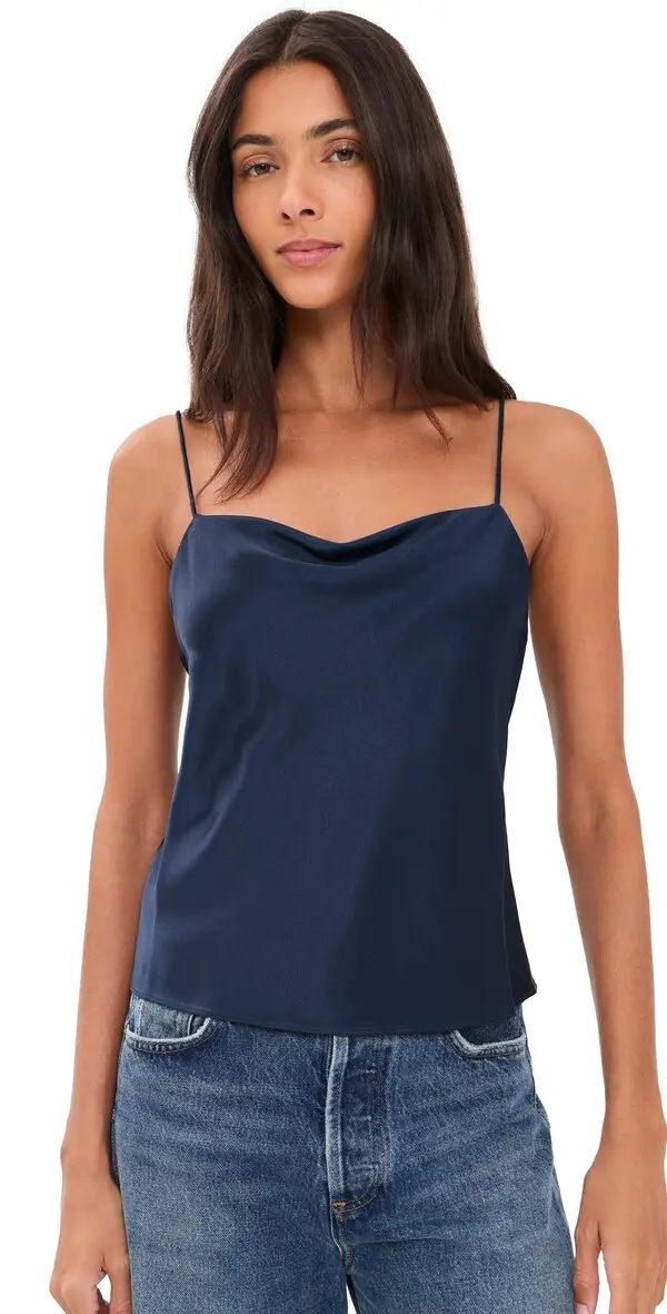 Alice + Olivia Drapey Slip Tank - Navy