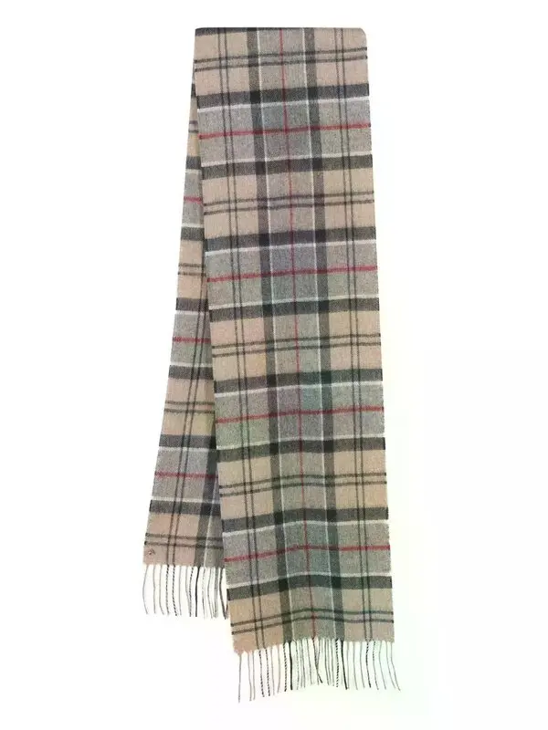 Barbour Holden Checked Fringe-trimmed Scarf - Grey