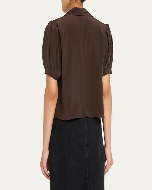 FRAME Silk Sailor Blouse - Coffee