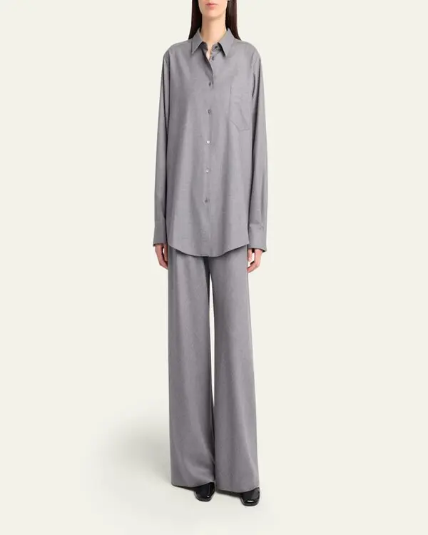 THE ROW Pino Wool Button-down Shirt - Gray