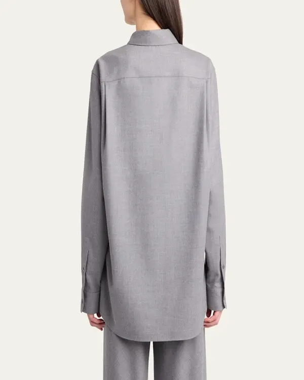 THE ROW Pino Wool Button-down Shirt - Gray