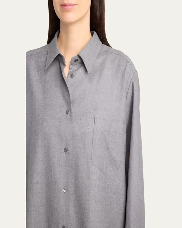 THE ROW Pino Wool Button-down Shirt - Gray