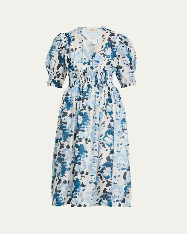 Hannah Artwear Sophia Floral Cotton Silk Midi Dress