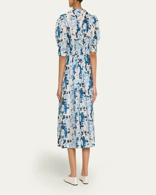 Hannah Artwear Sophia Floral Cotton Silk Midi Dress
