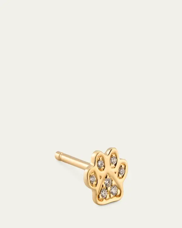SYDNEY EVAN 14k Gold Diamond Mini Paw Stud Earring