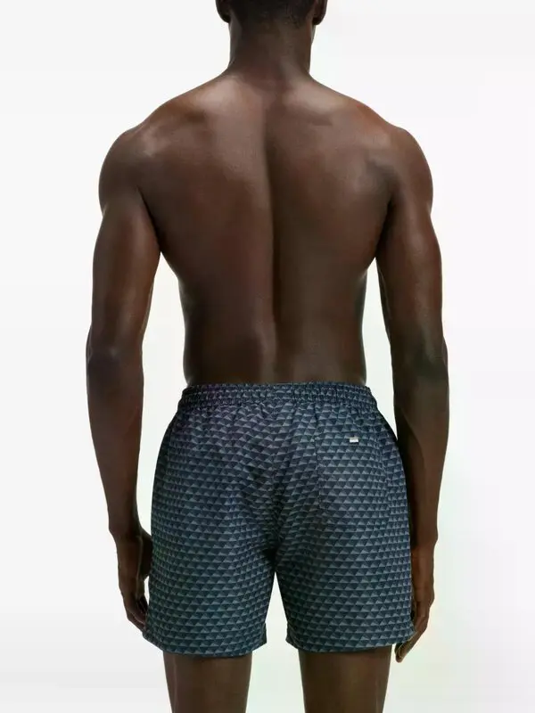 BOSS Geometric-print Swim Shorts