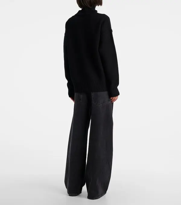 AMI Paris De Cœur Virgin Wool Turtleneck Sweater - Black