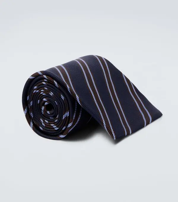 Junya Watanabe Striped Silk Necktie - Blue