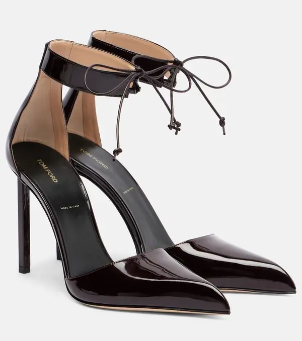 TOM FORD Patent Leather Pointed Toe Pumps - Burgundy
