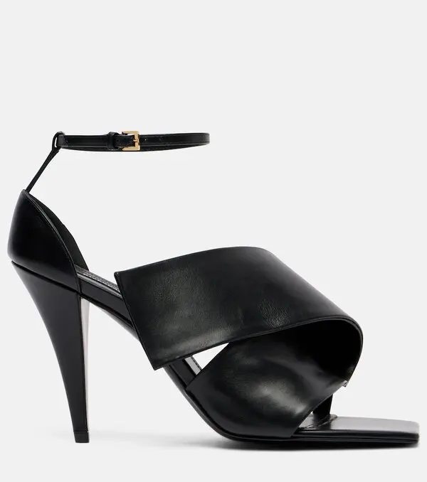 Givenchy Sliced Square 95 Leather Sandals - Black