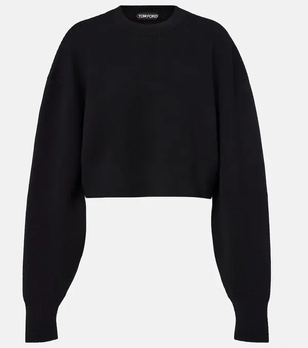 TOM FORD Cropped Wool And Cashmere-blend Sweater - Black