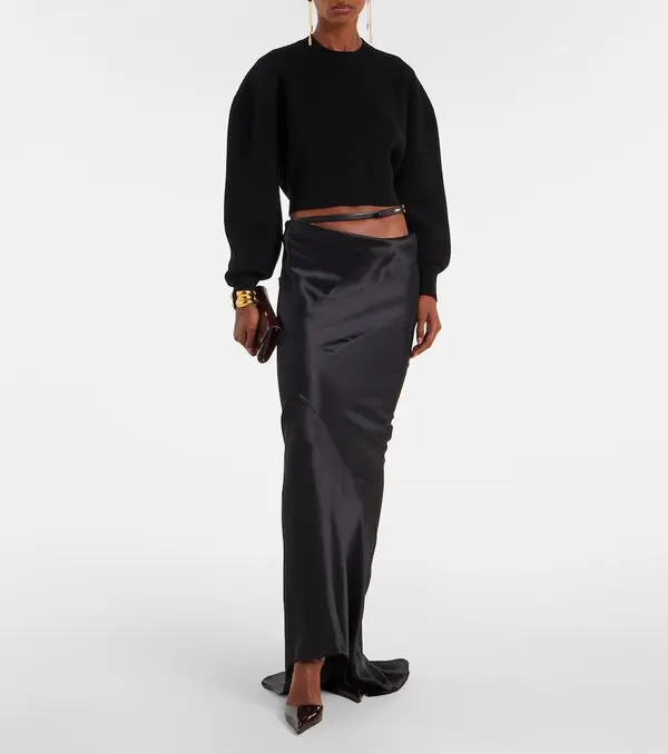 TOM FORD Cropped Wool And Cashmere-blend Sweater - Black