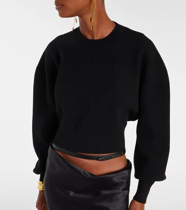 TOM FORD Cropped Wool And Cashmere-blend Sweater - Black