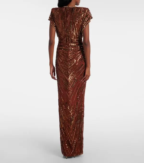 Jenny Packham Zola Sequined Gown - Brown