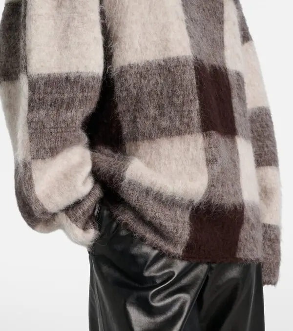 Proenza Schouler Kai Checked Alpaca-blend Turtleneck Sweater - Brown
