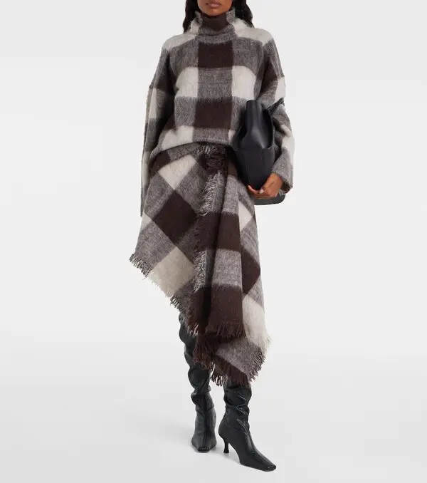 Proenza Schouler Kai Checked Alpaca-blend Turtleneck Sweater - Brown