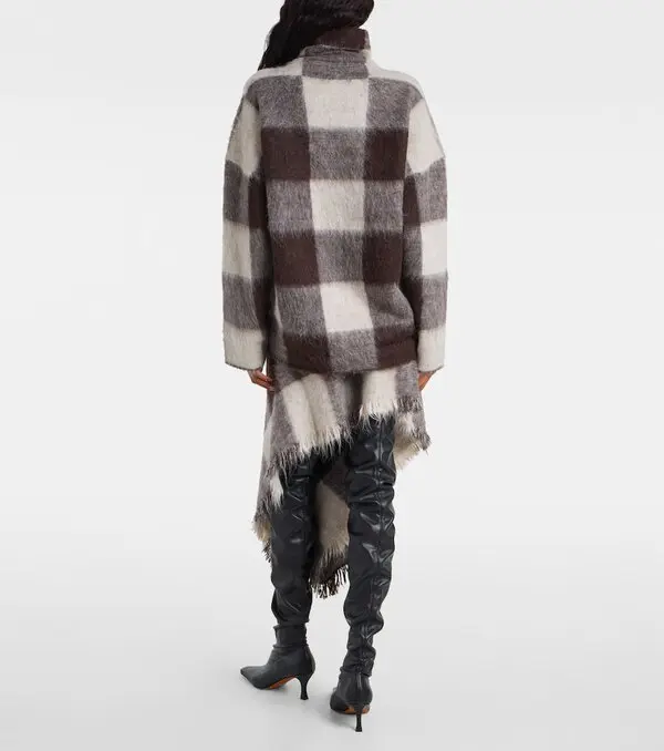 Proenza Schouler Kai Checked Alpaca-blend Turtleneck Sweater - Brown