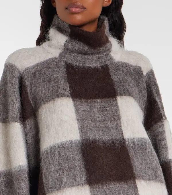 Proenza Schouler Kai Checked Alpaca-blend Turtleneck Sweater - Brown